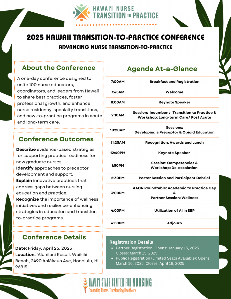 2025 Hawai’i Transition-to-Practice Conference: Advancing Nurse Transition-To-Practice | Hawai‘i ...